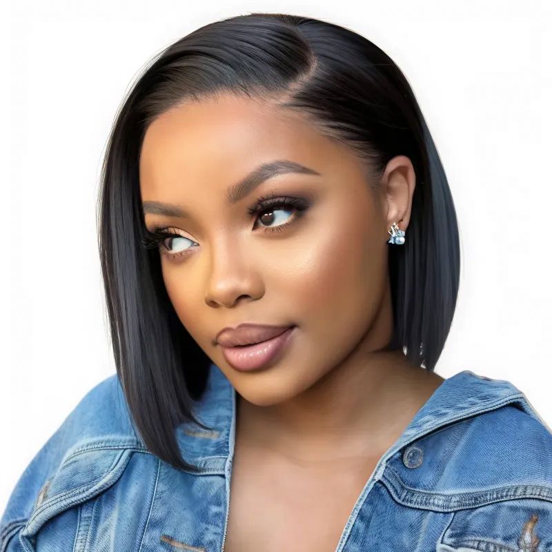 8 Inch Brazilian Glueless Short Bob Wig 13x4 Lace Full Frontal Wig ...