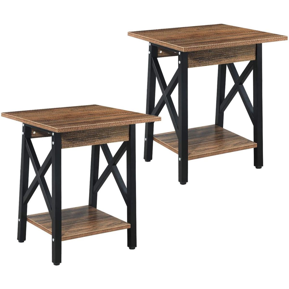 Side Table Nightstand 2-Tier Shelf End Table for Living/Bedroom - 2 ...