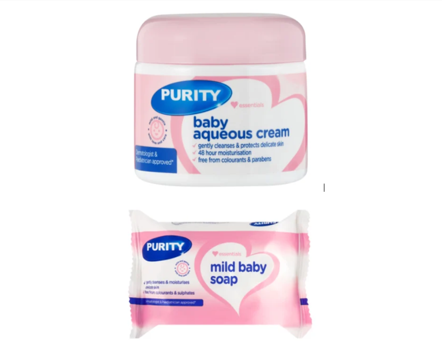 2 x Purity Mild Baby Soap Bar 175g & 2 x Baby Aqueous Cream Essentials ...