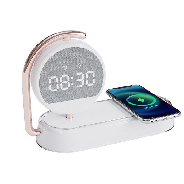 15W Wireless Charging Digital Alarm Clock LED 3-in-1 Desktop Charging ...