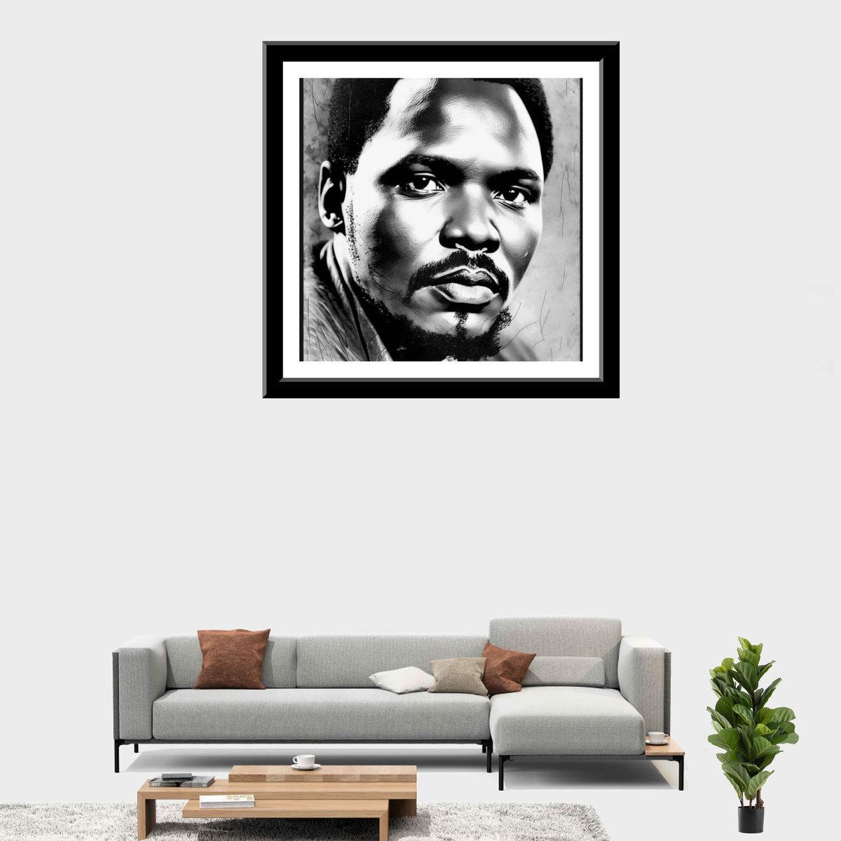 Wall Art Unframed - Drawing Portrait Of Steve Biko Abstract Monochro ...