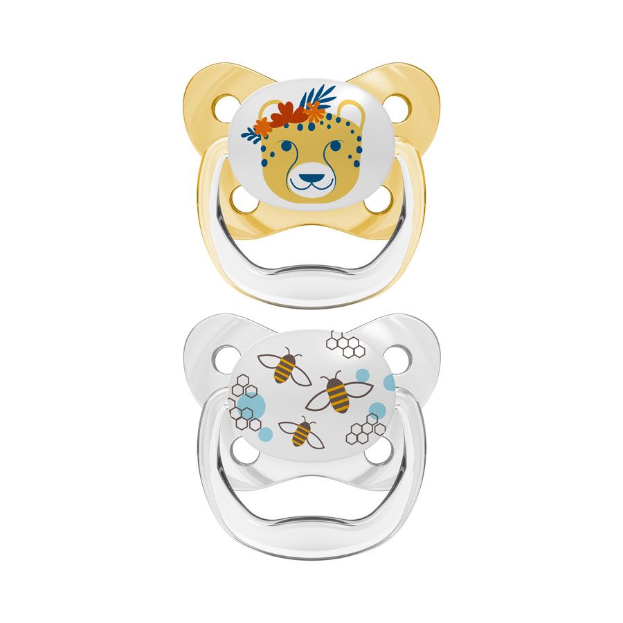 Dr. Brown's PreVent Butterfly Pacifier, Stage 2, Yellow Leopard/Bee ...