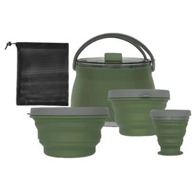 FocusOutdoor BPA Free 4 Set Foldable Collapsible Silicone Camping ...