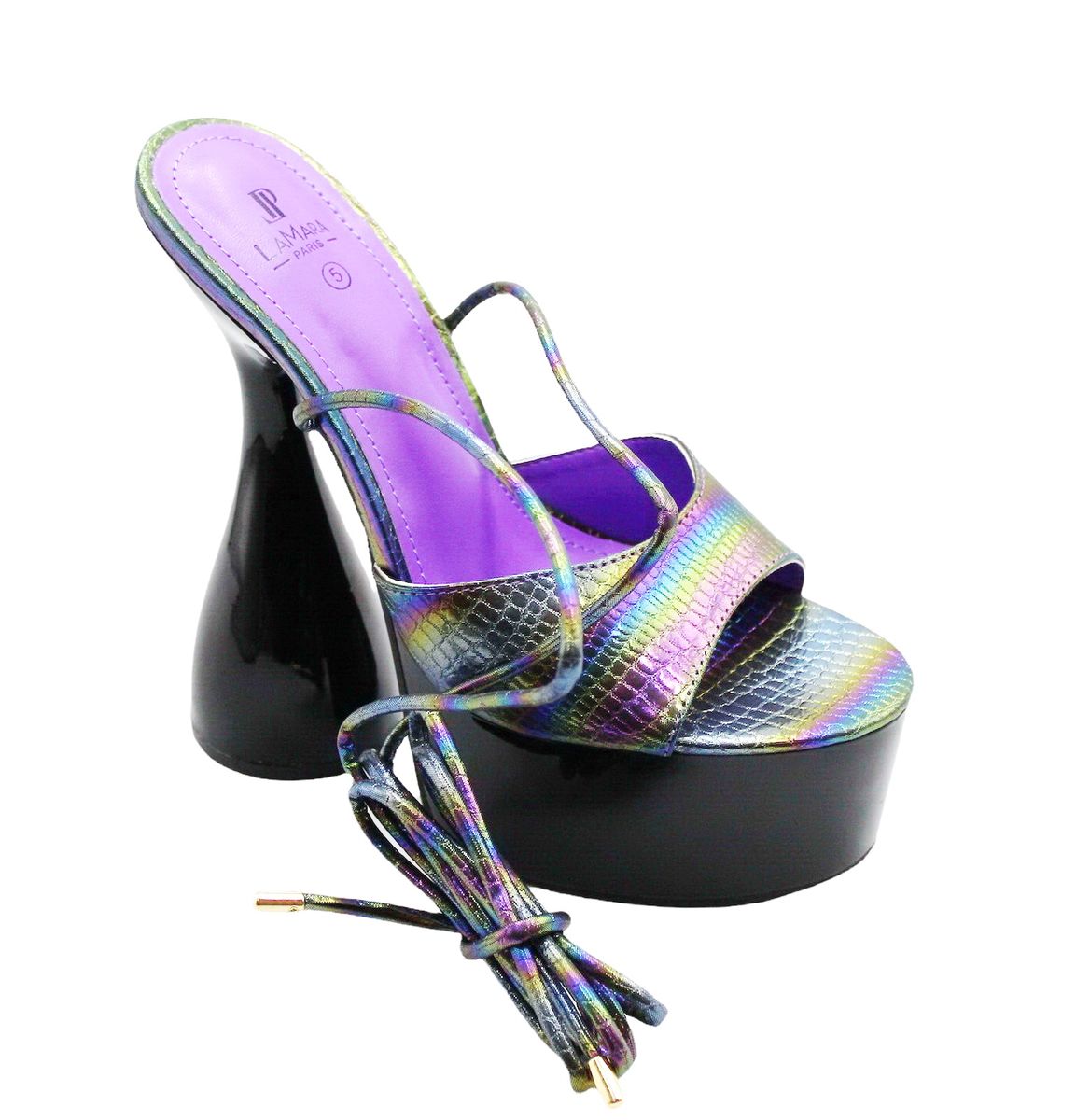 Donna platform Funky one Band Sandal 15.5cm Heel Multi Black | Shop ...