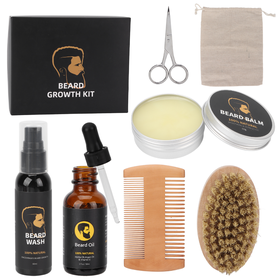 7 Pcs Beard Care Grooming Kit Beard Brush Comb Oil Cream Gifts Set for ...