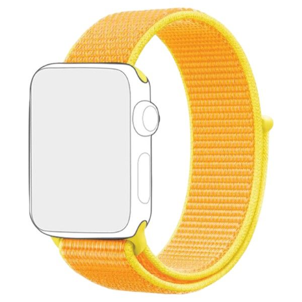 Nylon Stretch Apple Watch Strap With Adjustable Velcro Clasp-Mustard ...