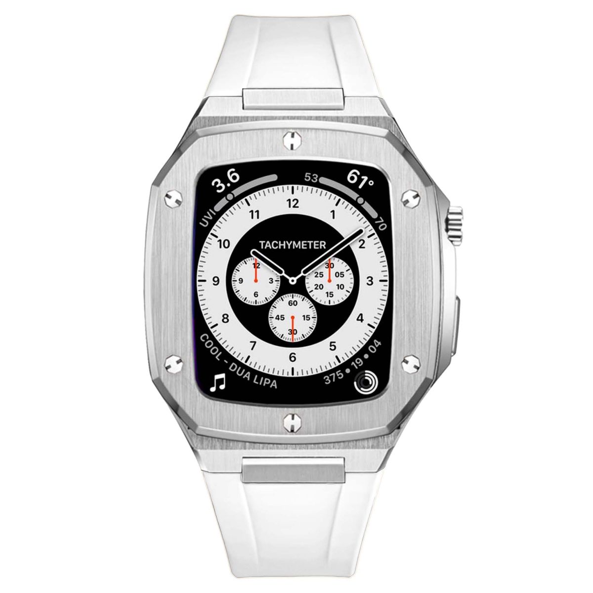 Colton James MVP Luxury 40mm Apple Watch Kit - Silver & White Rubber ...