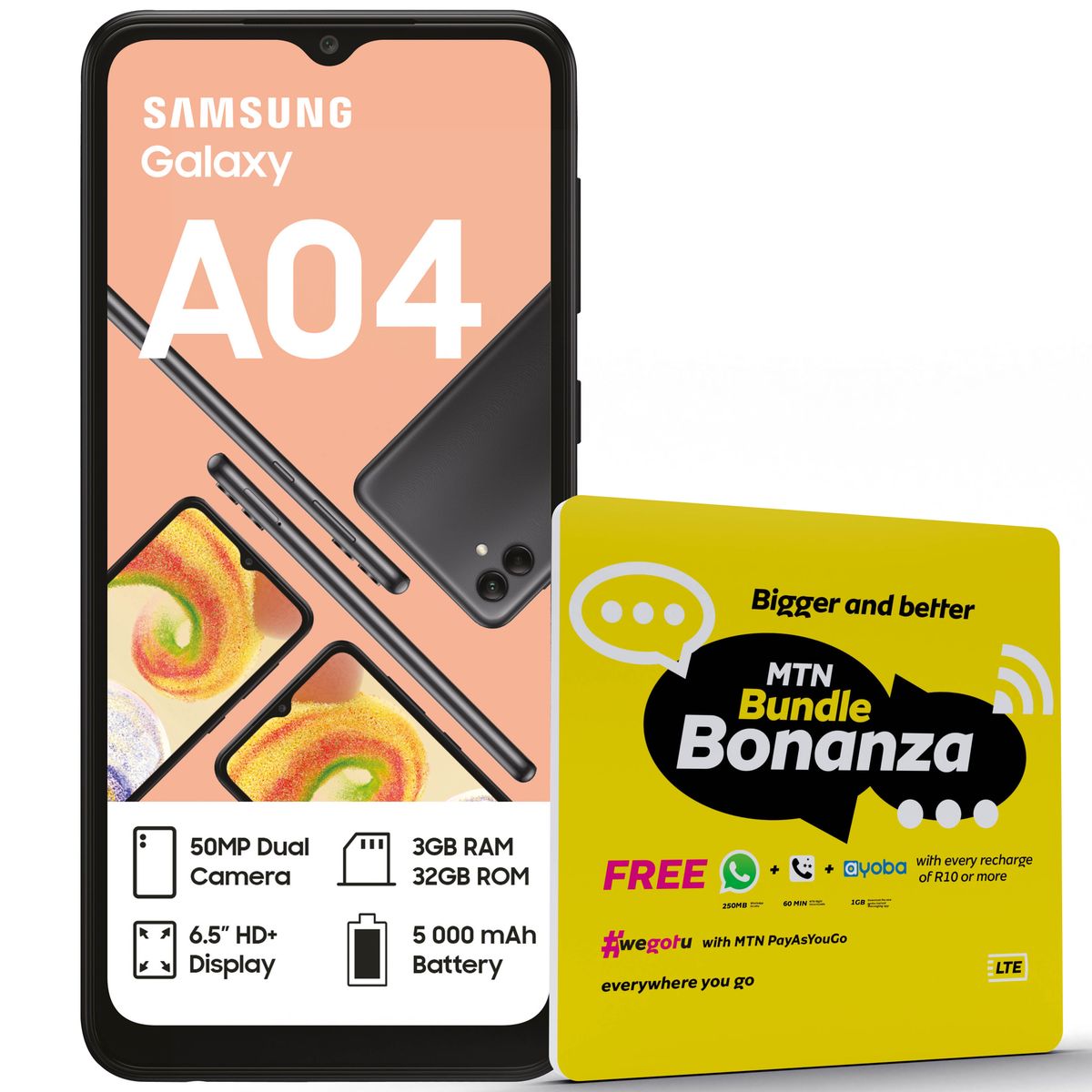 Samsung Galaxy A04 32GB Dual Sim Black NL MTN SIM KIT LTE Device