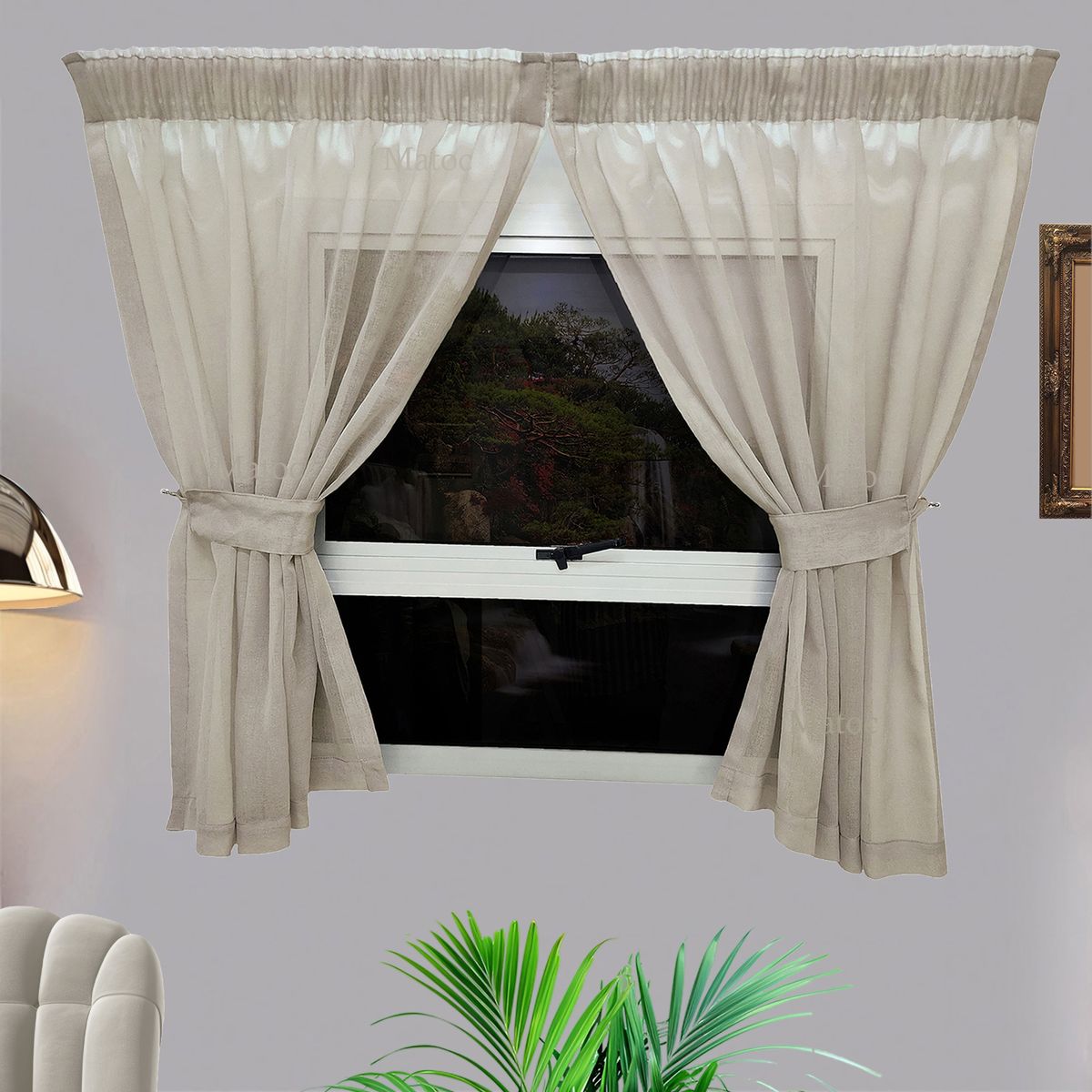 Matoc Designs Café Curtain - Mystic Voile - Beige - Taped - Pack of 2 | Shop Today. Get it ...