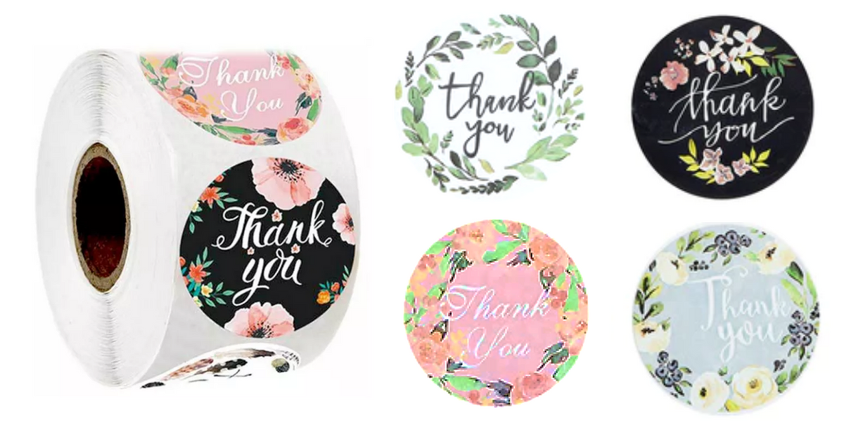 StatNik - Large 50mm x 50mm FLORAL 'Thank You' Stickers | Shop Today ...