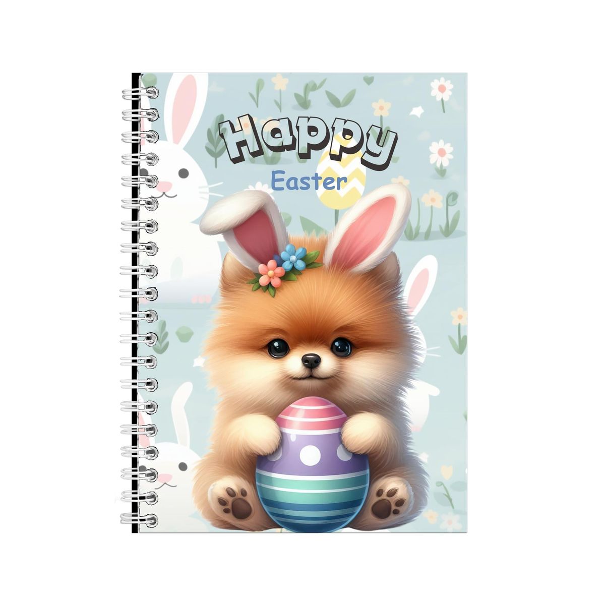 Cute pup A5 Notebook Spiral and Lined Dog Easter Graphic Notepad ...