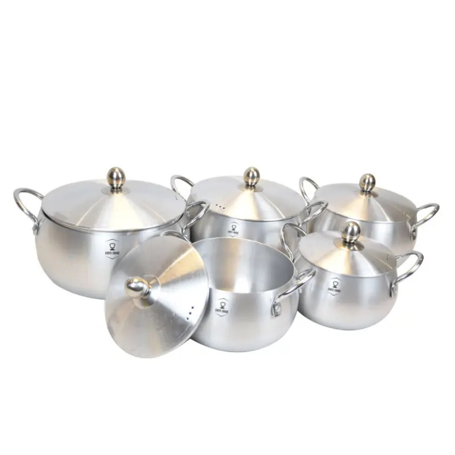 Chefs Choice 10-Piece Belly Aluminum Cookware Pot Set - Durable Finish ...