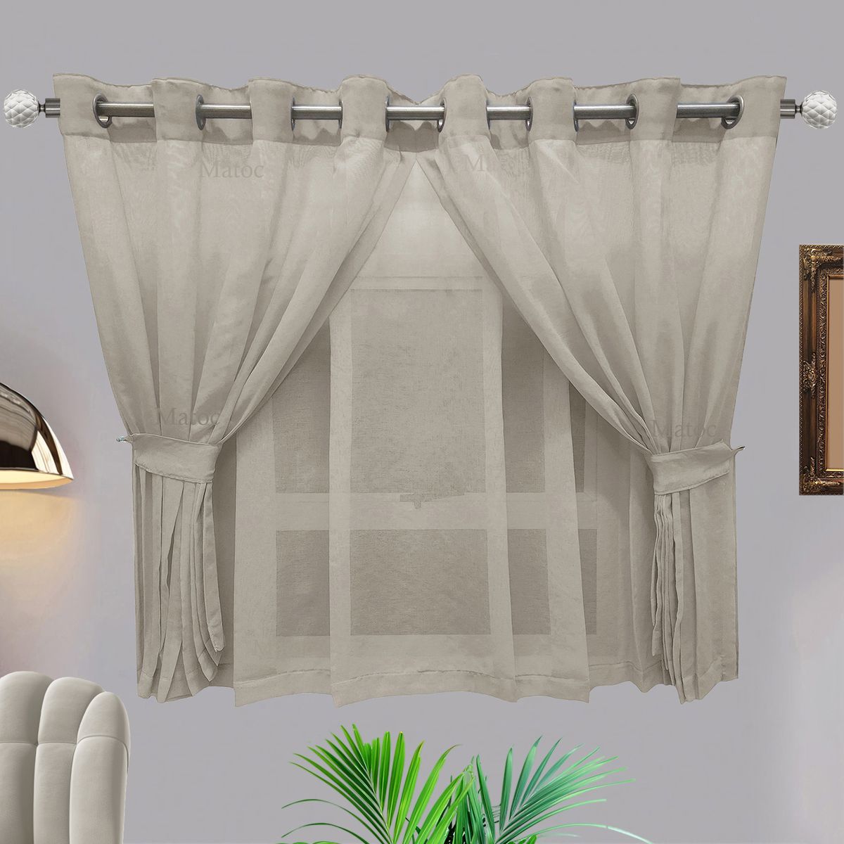 Matoc Designs Café Curtain - Double Layer - Mystic Voile - Beige - Eyelet | Shop Today. Get it ...