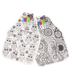 Colour Your Own Craft Aprons with Markers - Owl and Flower - Set of 2 ...