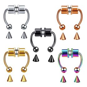 5 Pieces Magnetic Septum Nose Rings Hoop Reusable Fake Nose Ring Hoop ...