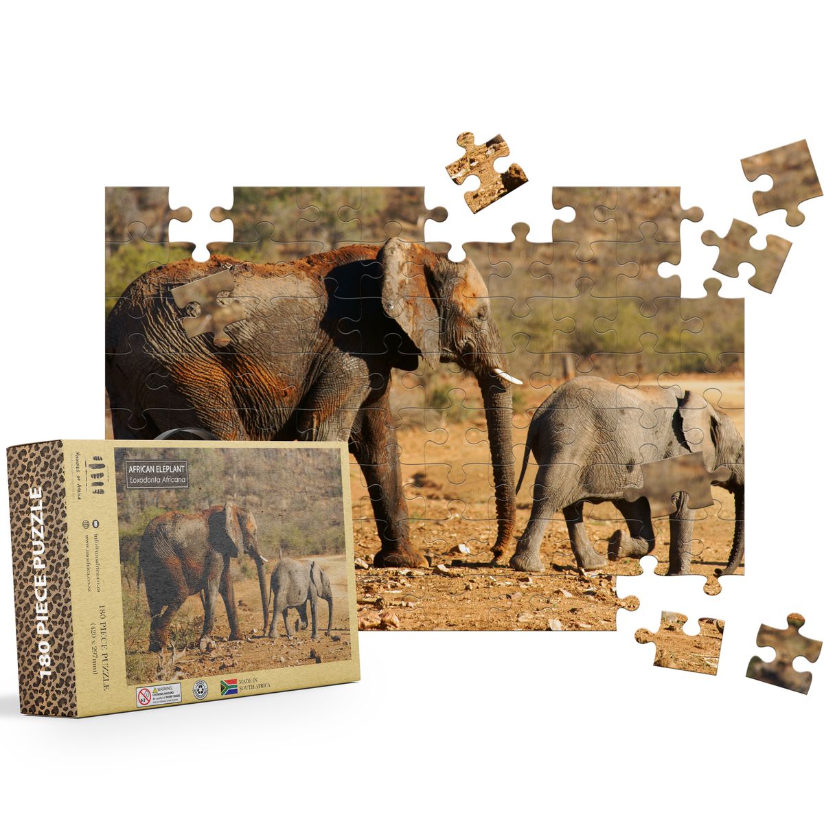 Harmonious A3 Elephant and Calf Hand-Crafted South African Wildlife ...