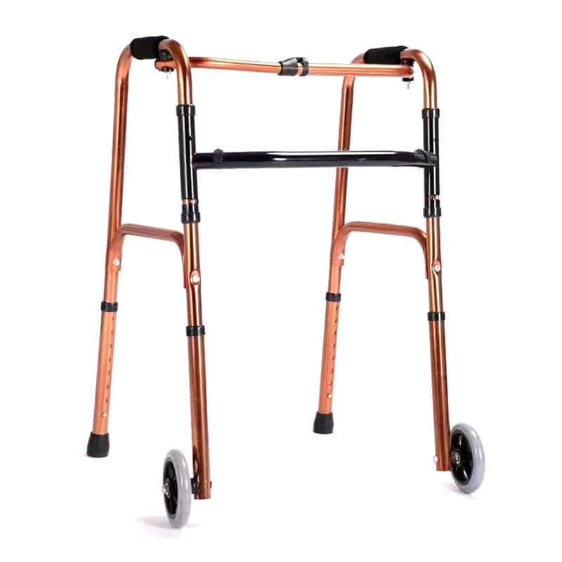 Aluminium Adult Walker with Wheels 8 Height Settings in Gold Colour ...