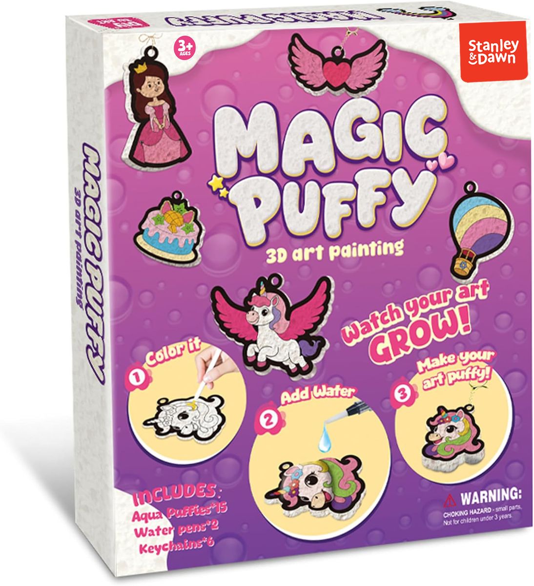 Magic Puffy 3D Art Painting Kit - 15 Puffy Designs, Water Pens and ...