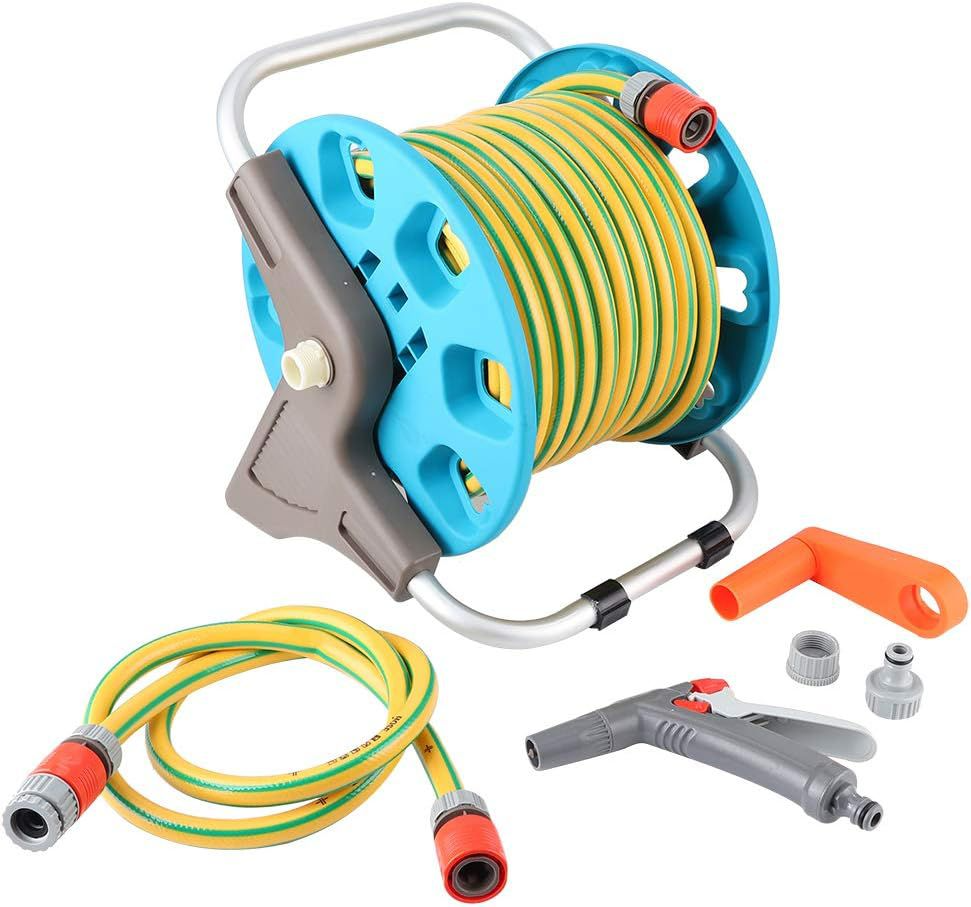 Water Pipe Retractable Garden Hose Reel Irrigation Sprayer Set - 15M ...