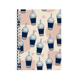 Coffee Shake Pattern A5 Notebook Pad with Lines Trendy Graphic Present ...