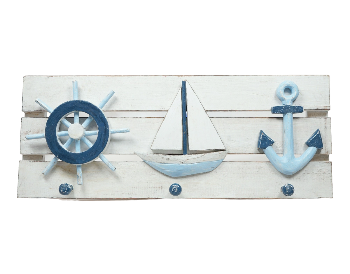 Nautical Wooden Hanger - Wheel Boat Anchor - 50X20cm | Shop Today. Get ...
