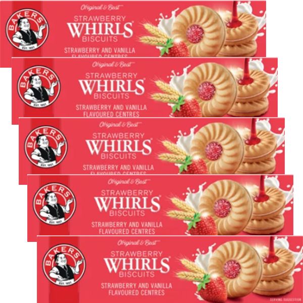 Bakers Strawberry & Vanilla Flavoured Whirl Biscuits - 5 x 200g | Shop Today. Get it Tomorrow ...