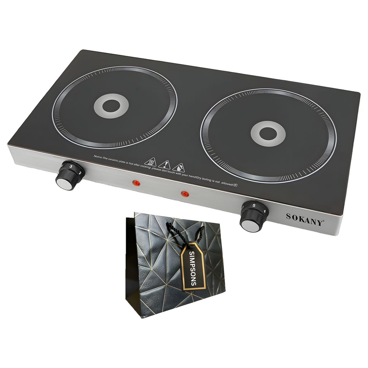 Sokany - Electric Hot Plate Stove Double Burner 2400W + Luxury Simpsons ...