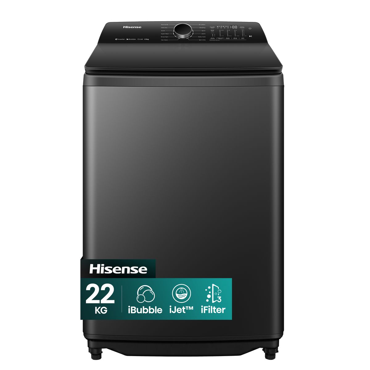 Hisense 22Kg Top Loader Washing Machine with DD Inverter-Premium Black ...