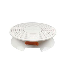 Cake Lockable Turntable Display Stand With Measuring Scale - White ...