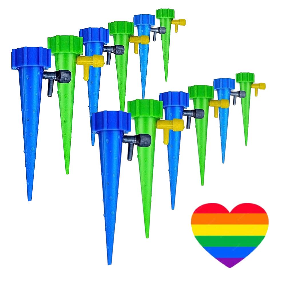 Garden Automatic Drip Irrigation Stakes & Heart Sticker Set of 12 (14cm ...