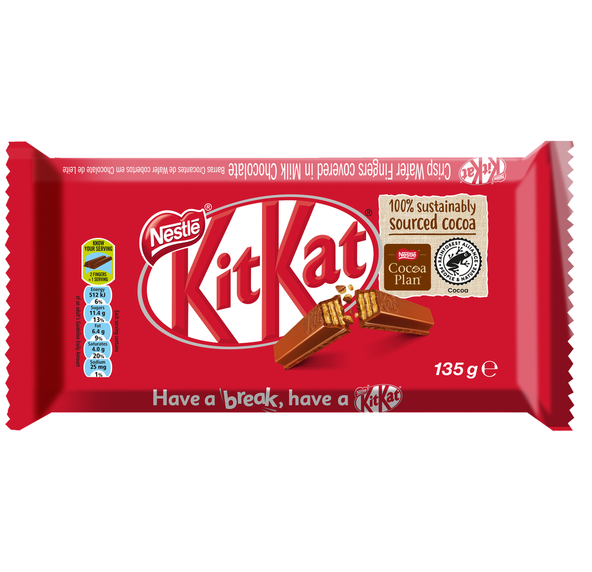 NESTLÉ KITKAT 11 Finger Milk Chocolate, 135g Slab | Shop Today. Get it ...