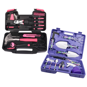 2 Pack Combo Floral Garden Set(10 Piece) & Pink/Black Tool Set (39 ...