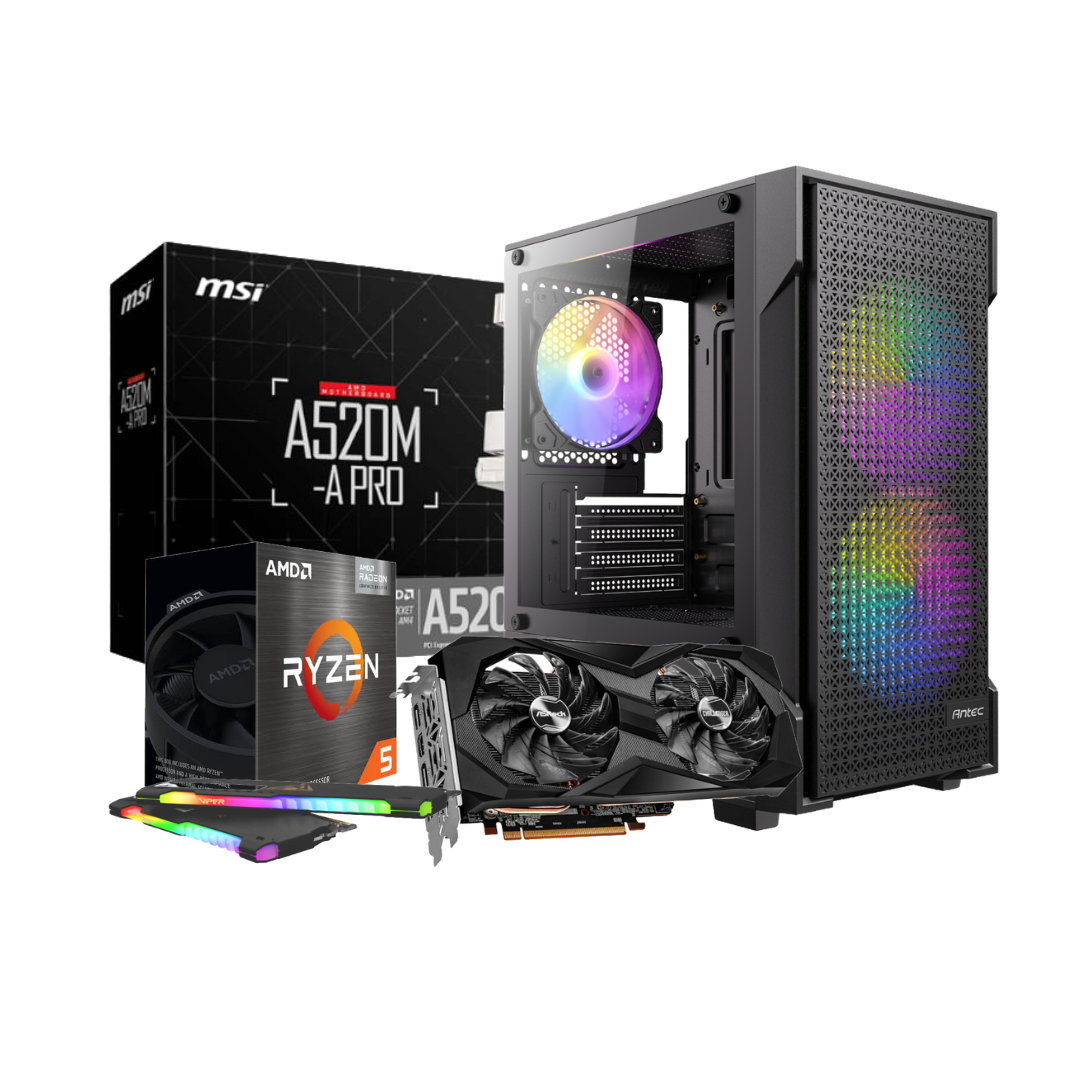 Antec GamingPulse Mini Pro- AMD Ryzen 5 3600 / Radeon RX 6600 Gaming PC ...