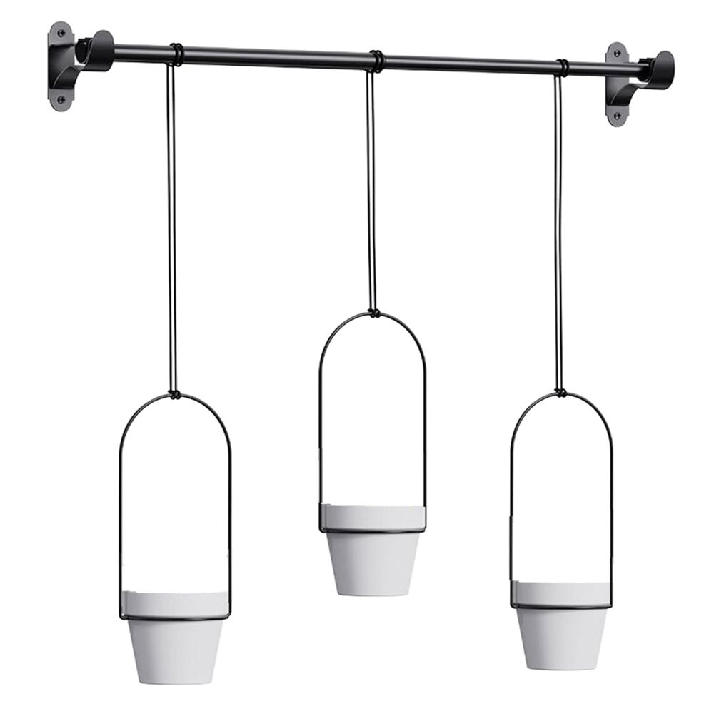 Garden Wall Mounted Window Hanging Planters With Three Pots - 57cm ...