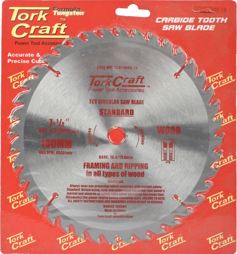 Tork Craft - Blade 190 x 40T 16mm General Purpose Combination - 2 Pack ...