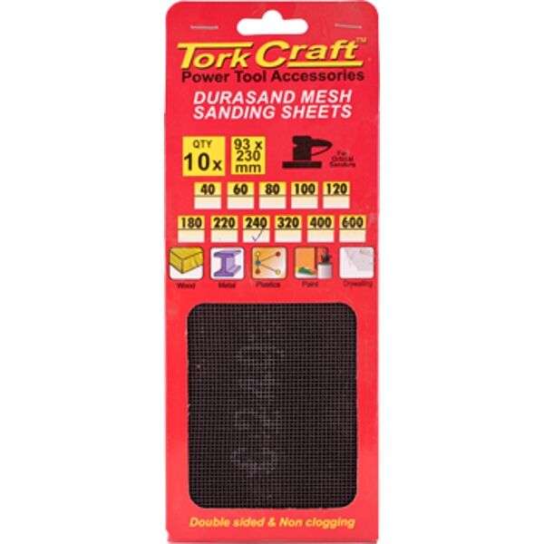Durasand Mesh Sanding Sheet 240Grit 93x230mm 10 Piece - 4 Pack | Shop ...