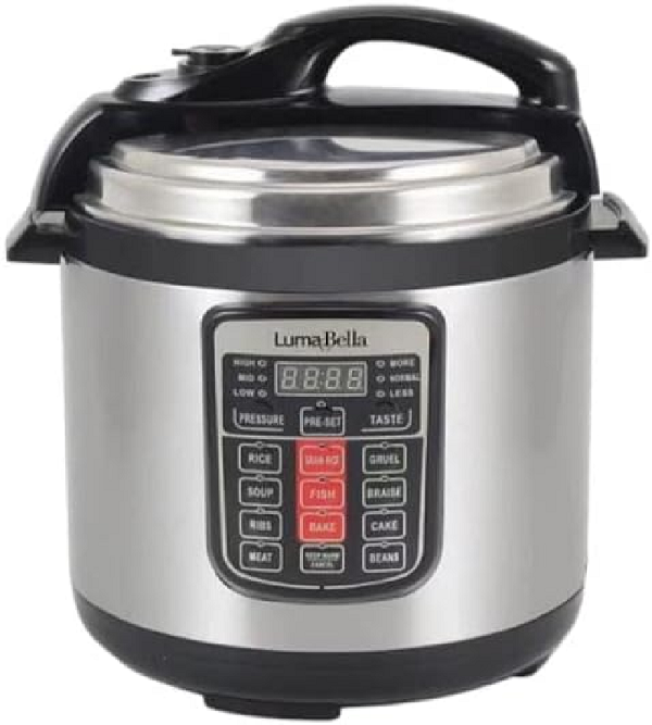 Luma Bella Silver, Black Stainless steel Pressure Cooker LB-57008 ...