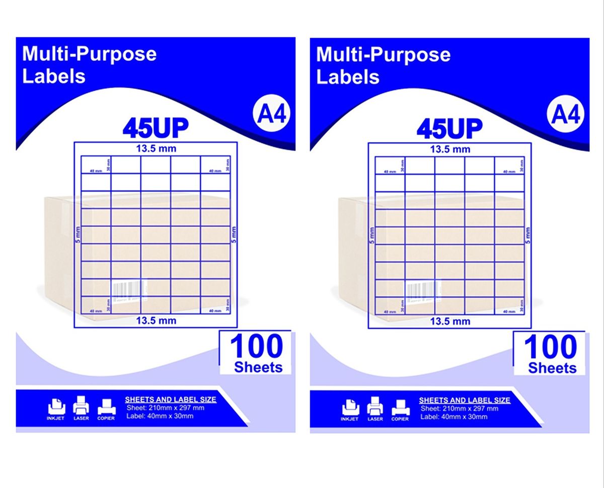 45 up / 45up Self Adhesive Label x100 Sheets Pack of 2 | Shop Today ...