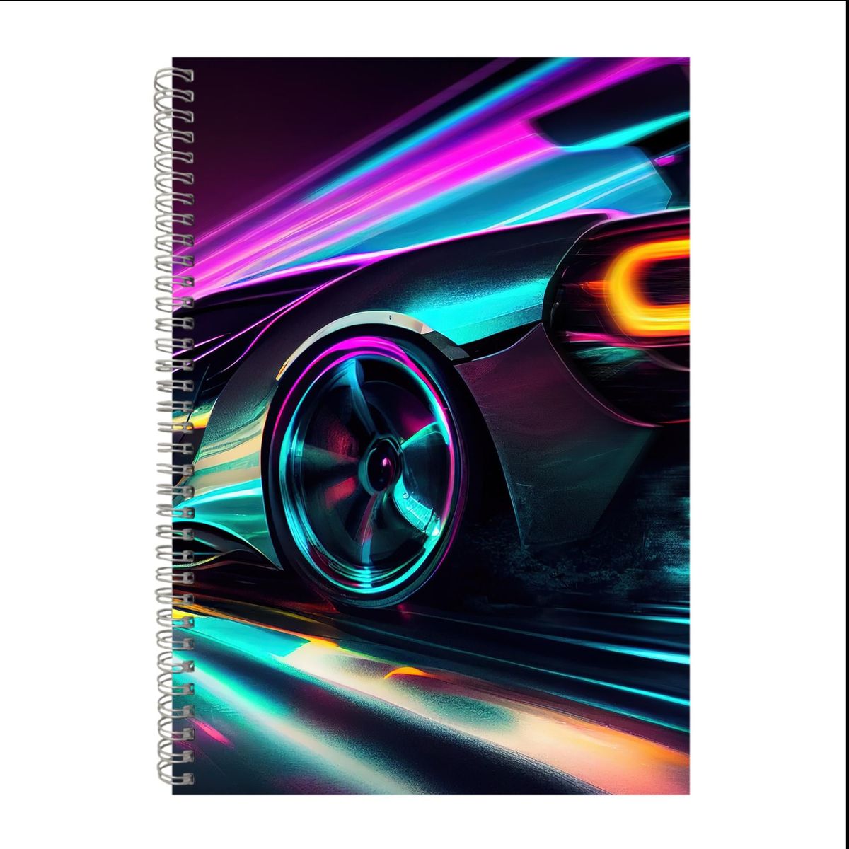 Neon Back A4 Notebook Pad Lines Racing Car Lovers Trendy Graphic ...