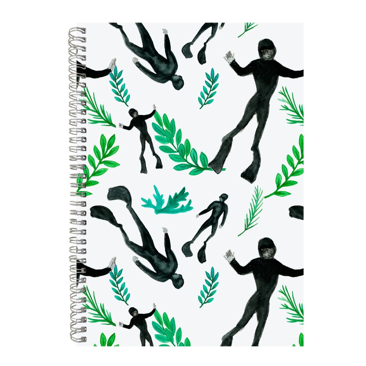 Green Diver A4 Notebook Spiral and Lined Sea Lovers Graphic Notepad ...