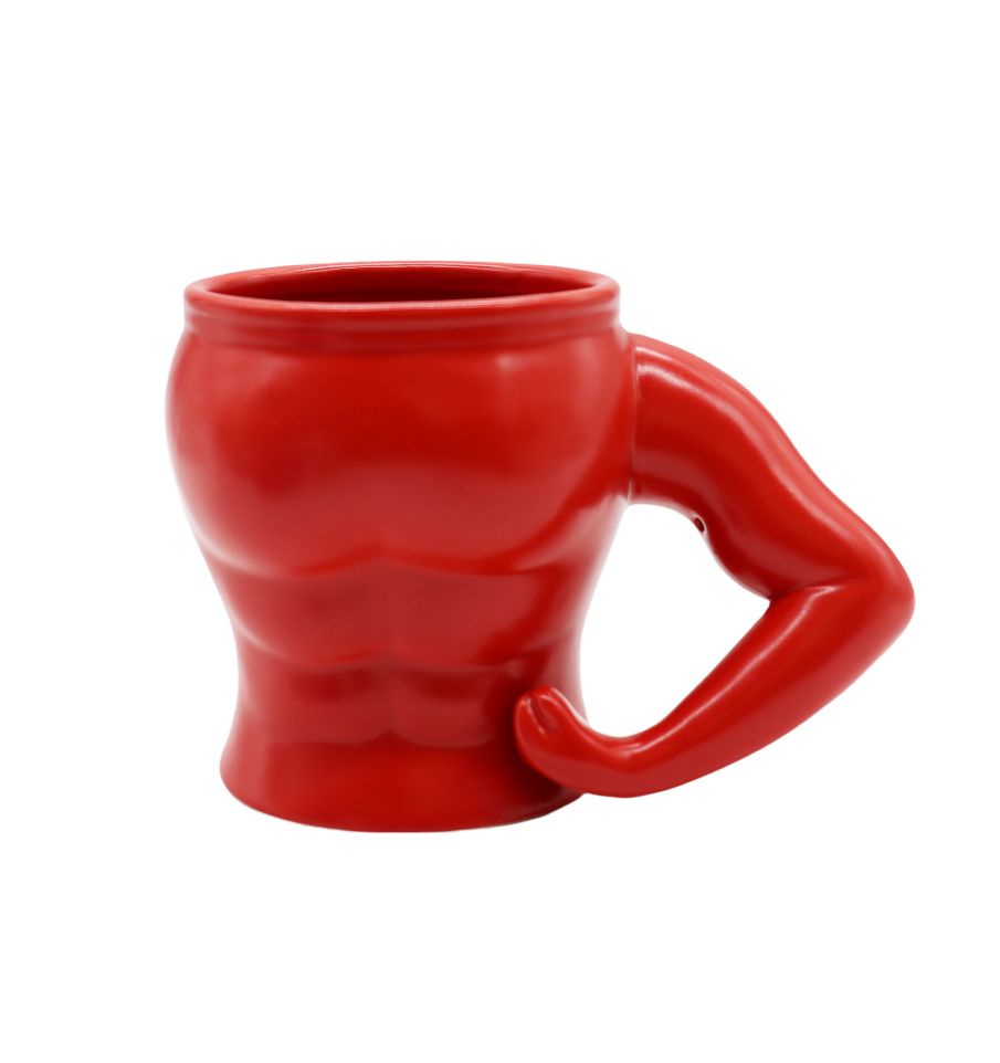 Stylish Muscular Ceramic Mug, Red & Blue With Muscle Arm Handle | Buy ...