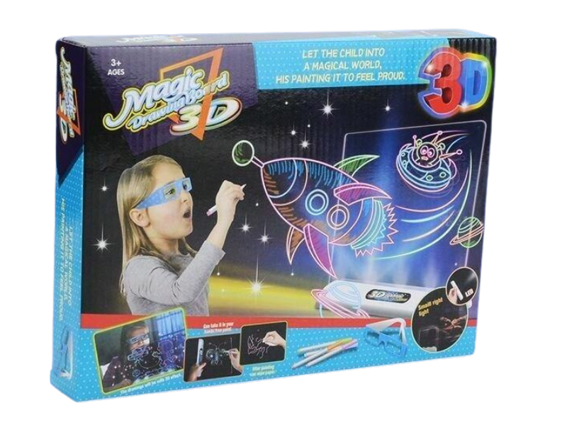 LED Color 3D Drawing Writing Board - Erasable Magic Writing Doodle Pad ...