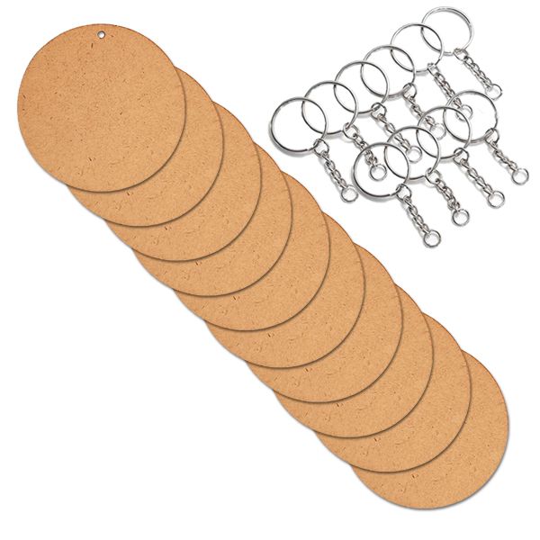 MDF Wooden 6cm Blank Round Keyring with Silver Keychains | Shop Today ...