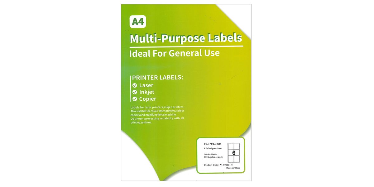INKWAREHOUSE 6Up Label Self Adhesive A4 Size 100 Sheets | Shop Today ...