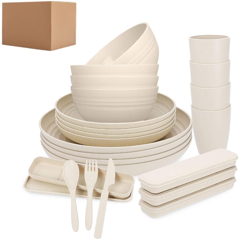 Family Indoor and Outdoor Dinnerware - Gift Box Set for 4 - 32 Pieces ...