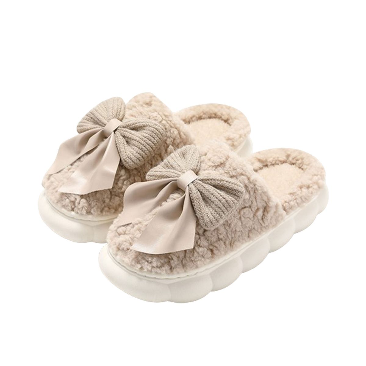 PVA Slippers-Women's Winter Warm Cute Thick-Soled Plush Bow Slippers ...