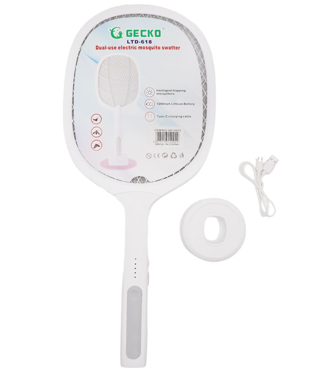 Gecko Dual-Use Electric Mosquito And Bug Swatter, USB C Rechargeable ...