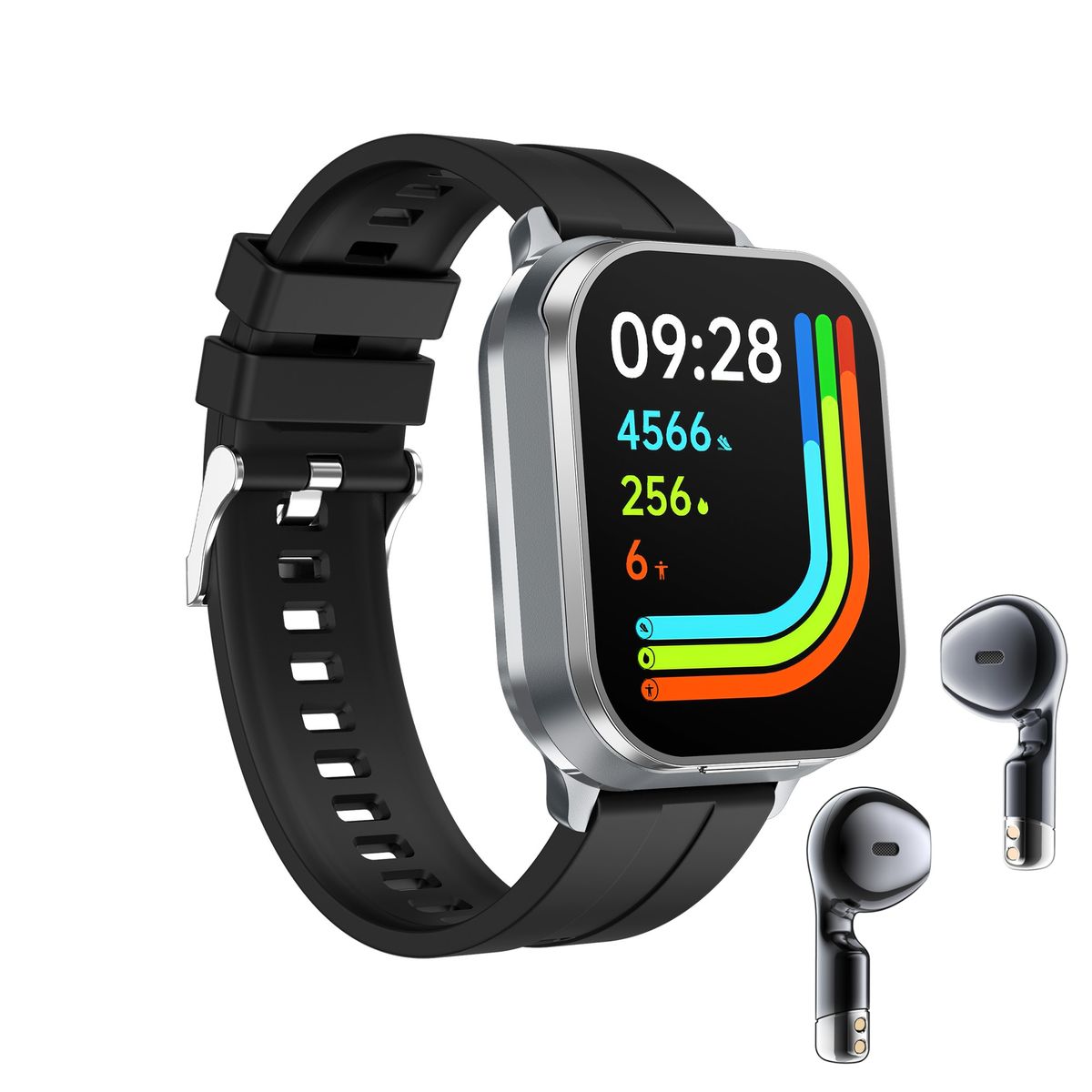 2-in-1 Smart Watch + TWS Earbuds, 2.01" Screen, Heart Rate/Oxygen ...