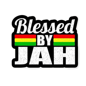 Blessed by Jah Vinyl Decal, Cartoon Rasta Flag Stripe Design | Shop ...