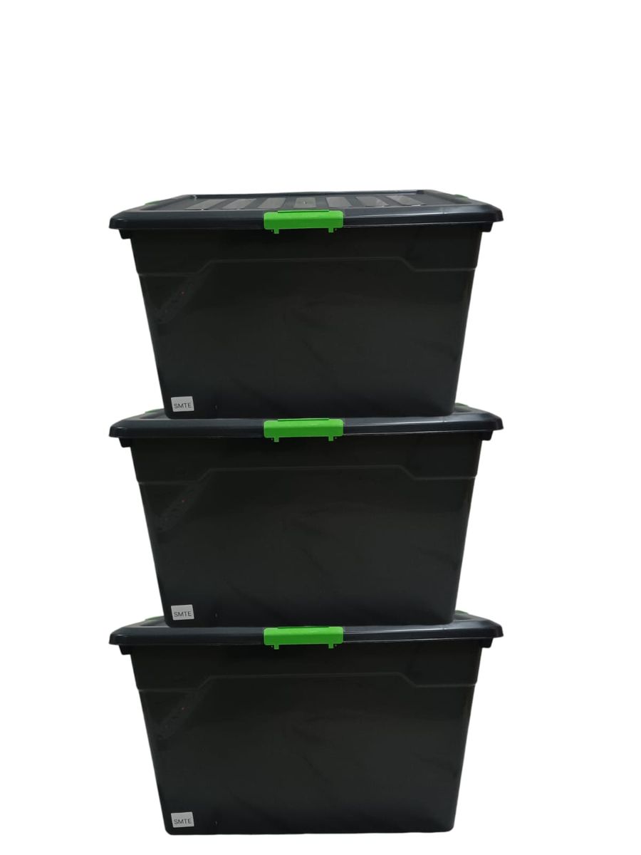 SMTE - 85L Black Plastic Storage Containers - Set of 3 | Shop Today ...